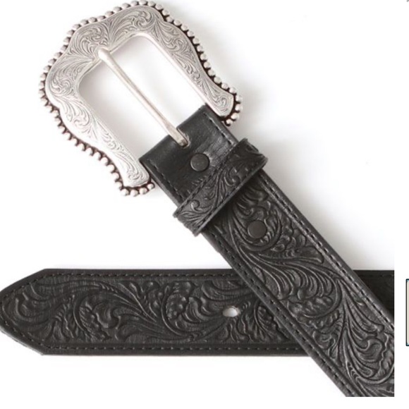 Tony Lama | Accessories | Tony Lama Black Tooled Leather Western Belt ...